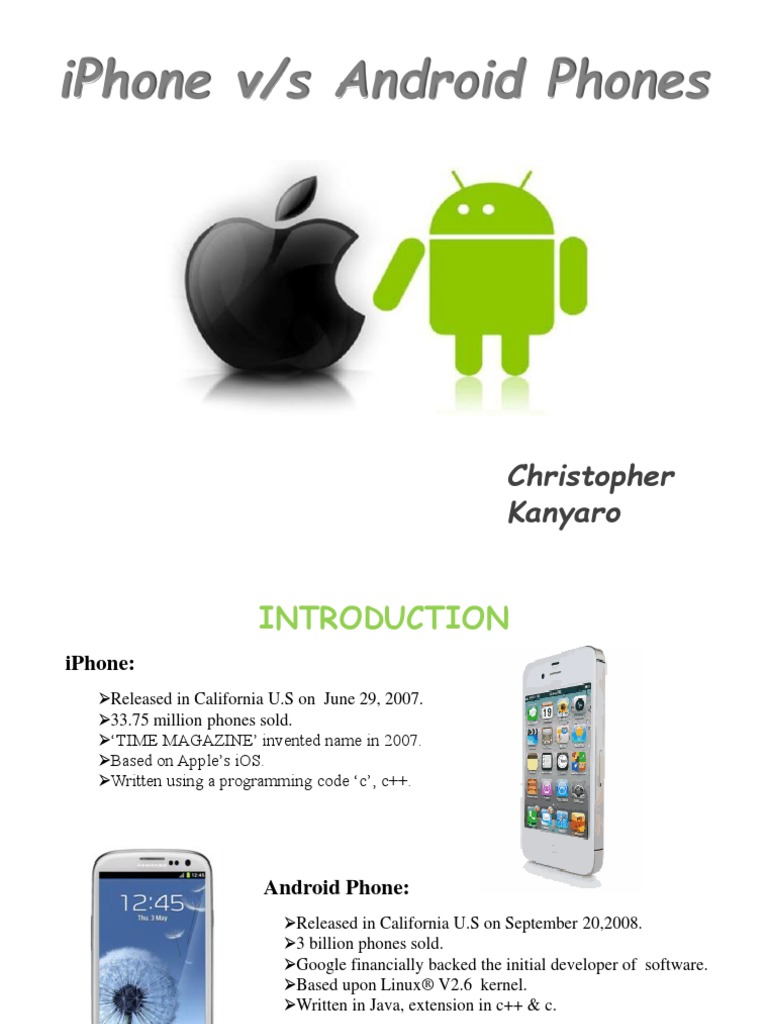 Difference between iphone vs android phone.ppt | I Phone | Android ...