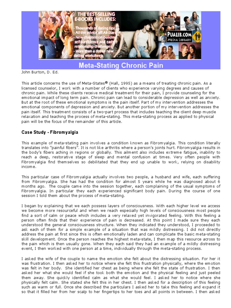 Meta-Stating Chronic Pain: Case Study - Fibromyalgia | PDF ...