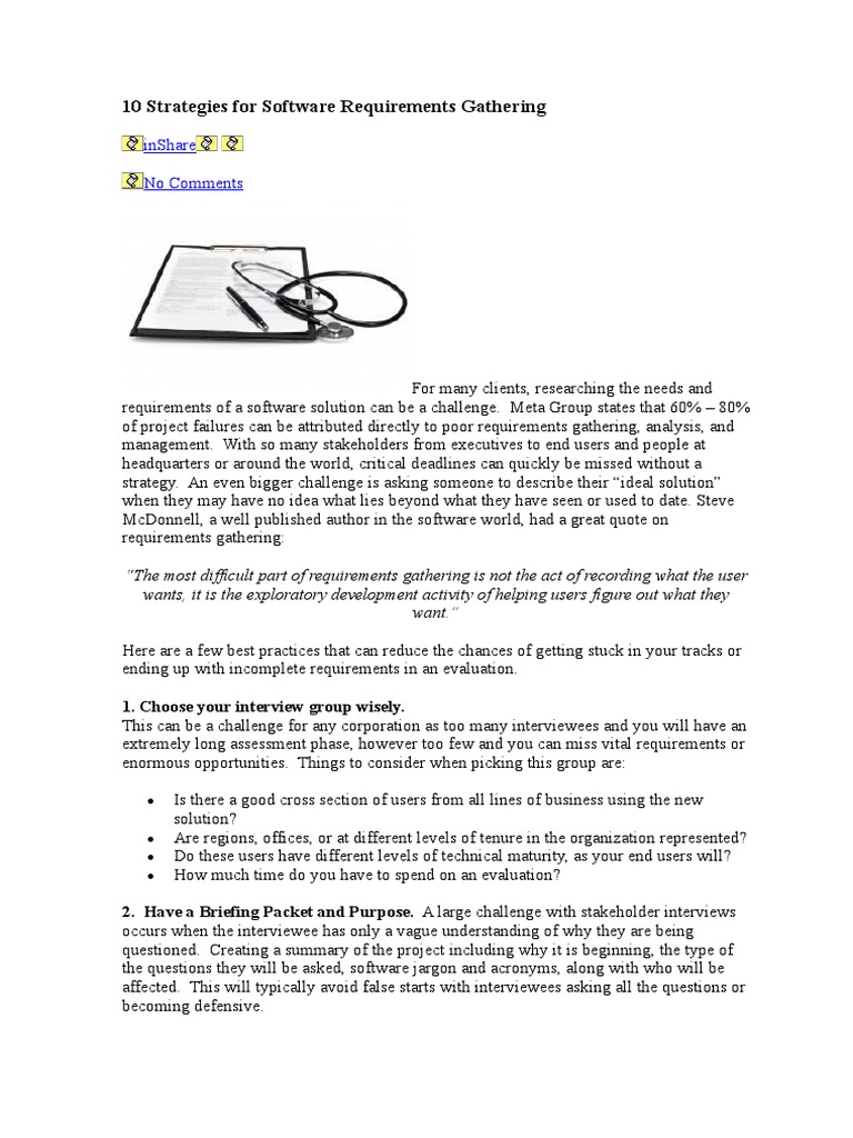 10 Strategies For Software Requirements Gathering | PDF | Software ...