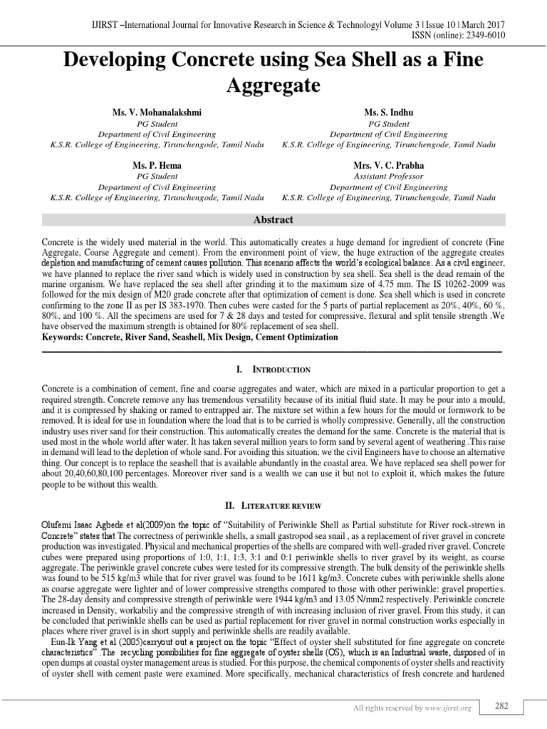 Developing Concrete Using Sea Shell As A Fine Aggregate | PDF ...