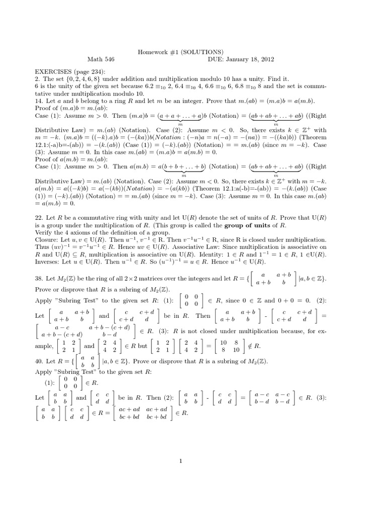 Analysis of Ring Theory Concepts and Properties Examined through ...