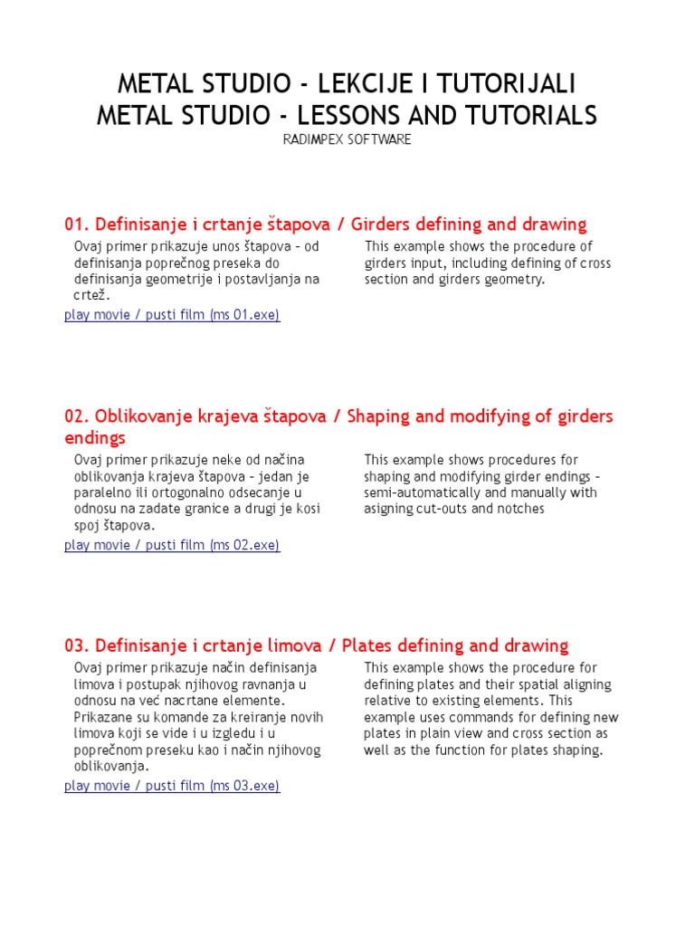 Metal Studio Tutorials Overview | PDF | Geometry | Teaching Mathematics