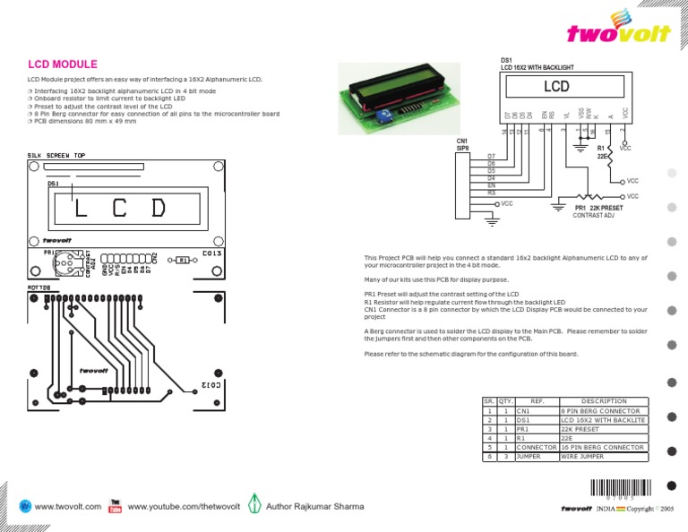 16x2 LCD Module With Header Connector 1 | PDF | Liquid Crystal Display ...