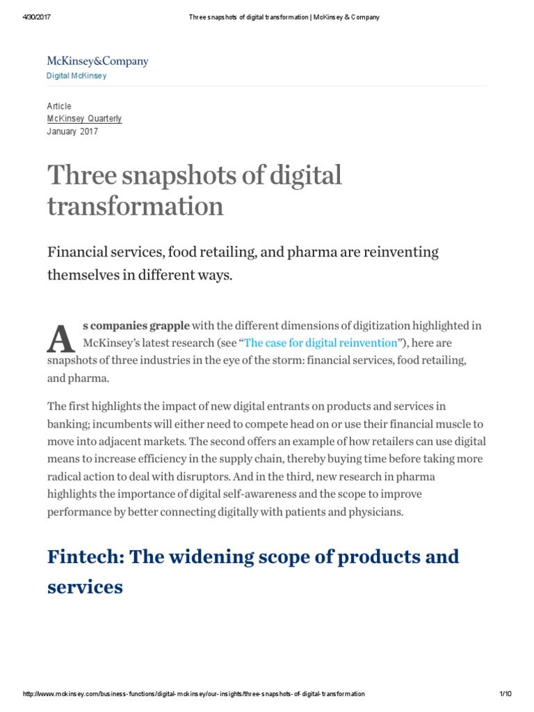 Three Snapshots of Digital Transformation - McKinsey & Company | PDF ...