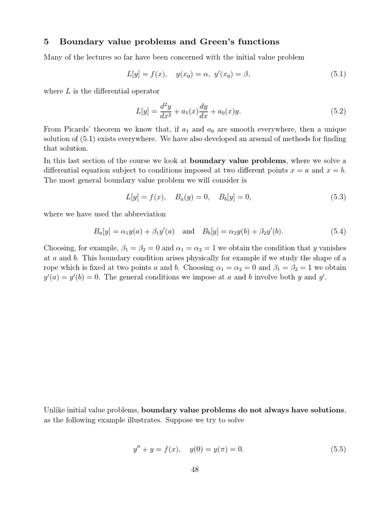 5 Boundary Value Problems and Green's Functions | PDF | Green's Function | Boundary Value Problem