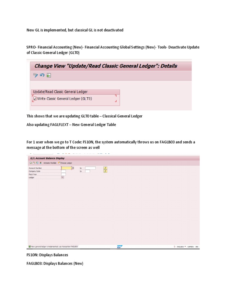 Displaying Classical GL Balances With New GL Active | PDF | Finance ...