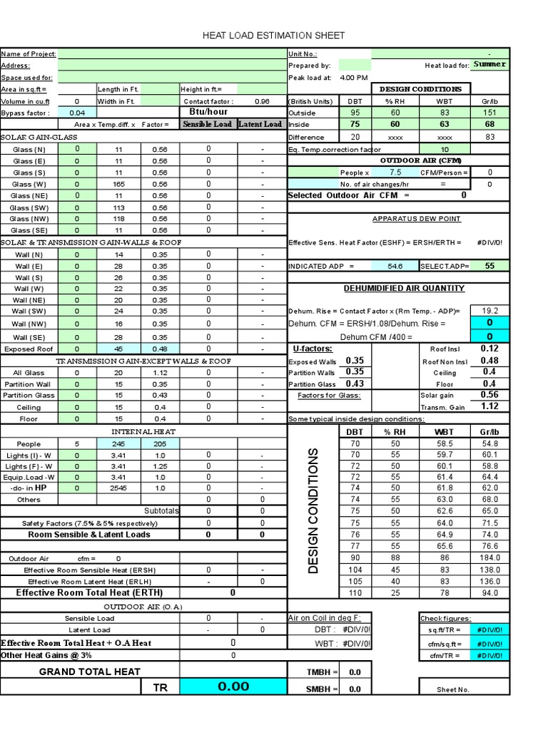 Heat Load Calculation | PDF | Architectural Design | Architecture