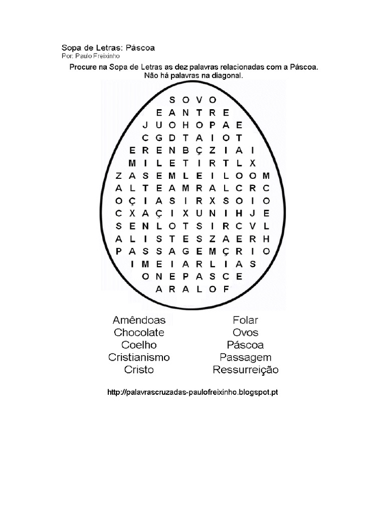 Sopa de Letras Pascoa | PDF