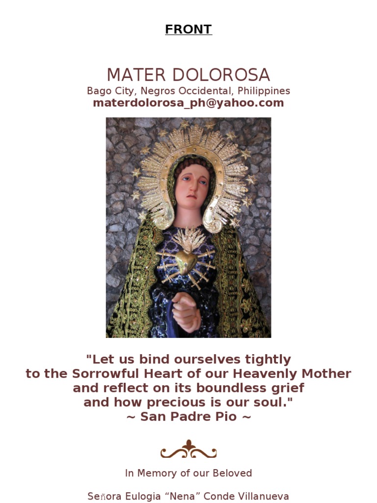 2010 Mater Dolorosa Prayer Card | PDF | Mary, Mother Of Jesus ...