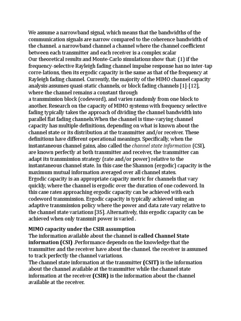 Mimo Capacity | PDF | Mimo | Telecommunications Engineering