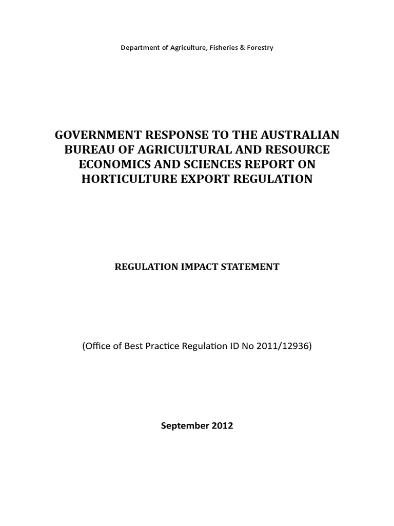 Horticulture Export RIS | PDF | Exports | Australia