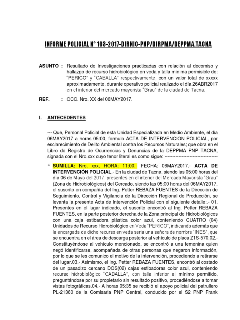 Informe Policial Perico | PDF | Policía | Thriller y crimen