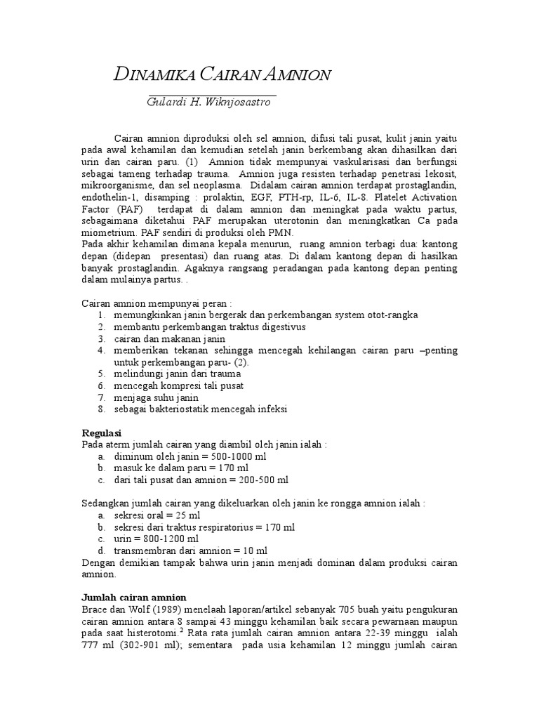 Dinamika Cairan Amnion | PDF