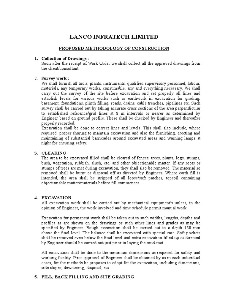 Lanco Infratech Limited: Proposed Methodology of Construction 1 ...