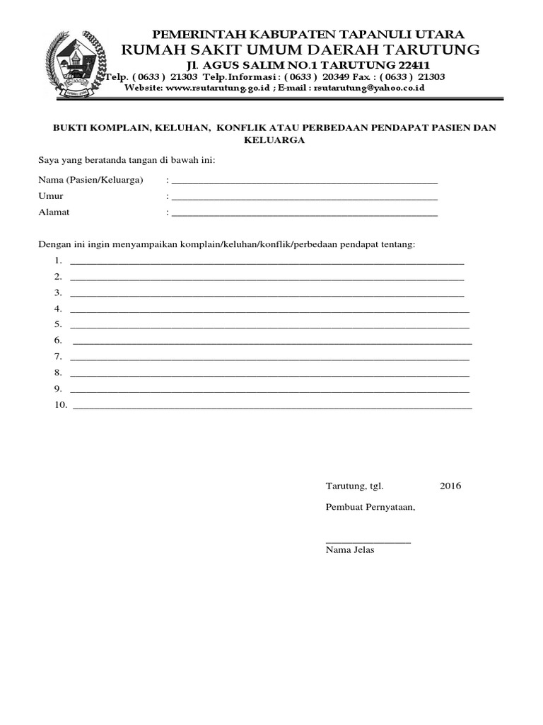 Formulir Komplain | PDF
