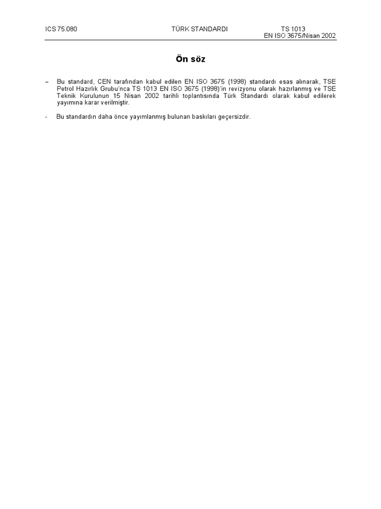 TS 1013 en ISO 3675 - 2002 Ham Petrol Ve Sıvı Petrol Ürünleri | PDF
