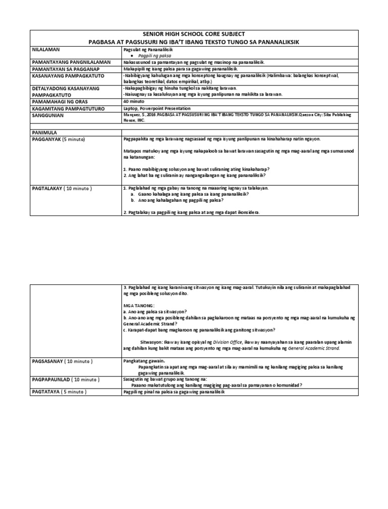 Lesson Plan-Demo-pagpili NG Paksa | PDF