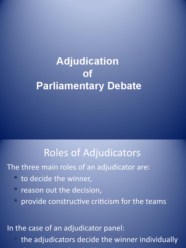 Adjudication of Parliamentary Debate | PDF | Argument | Adjudication