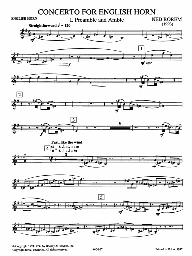 Rorem - Concerto For English Horn PDF | PDF