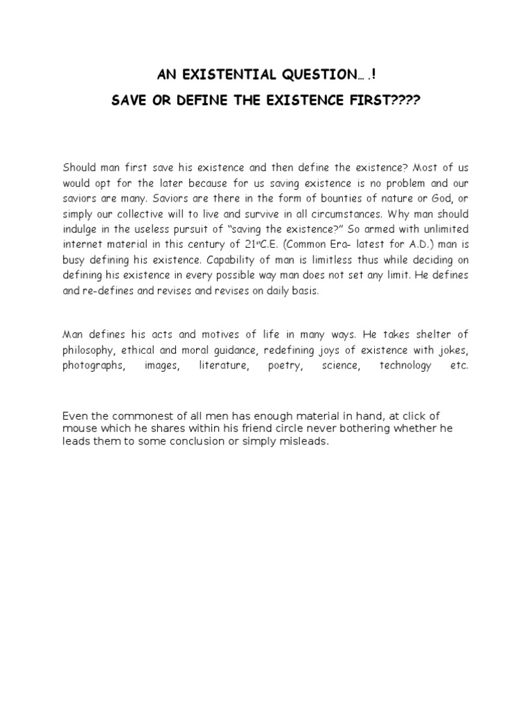 An Existential Question | PDF