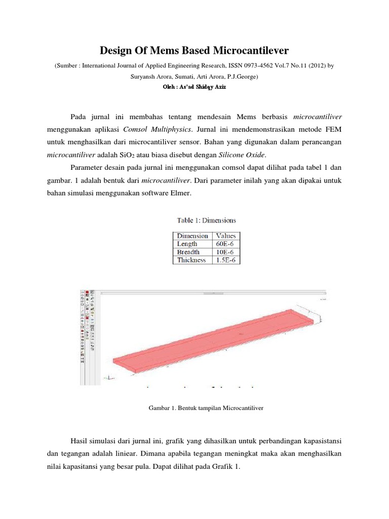 Design of Mems Based Microcantilever | PDF