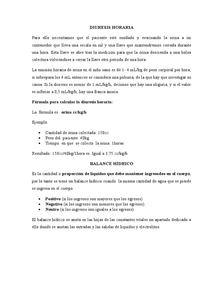 DIURESIS HORARIA