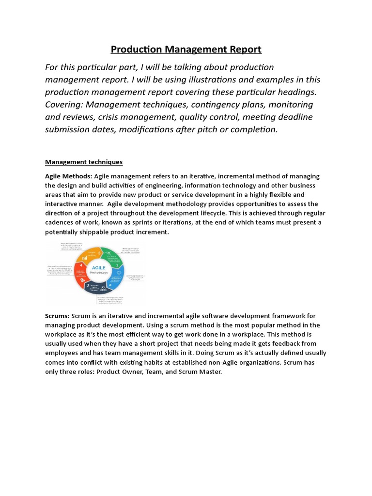 Production Management Report Complete | PDF | Scrum (Software ...