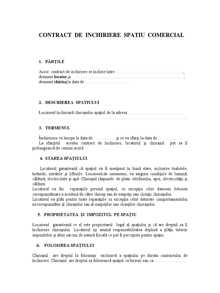 Model Contract Inchiriere Societate Comerciala