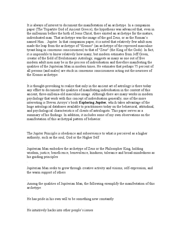 Jupiterian Man | PDF | Planets In Astrology | Mind