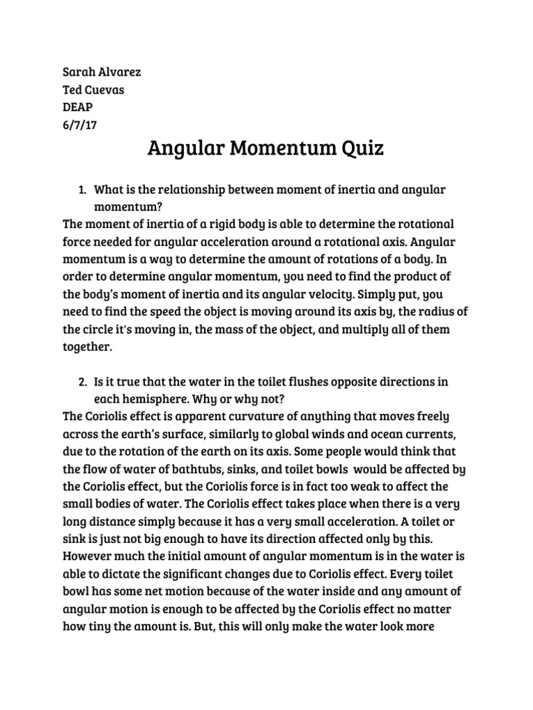 Angular Momentum Concepts Explained | PDF | Rotation Around A Fixed ...
