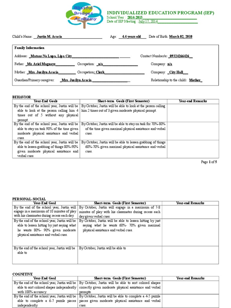 Individualized Education Program (Iep) : Family Information | Download ...