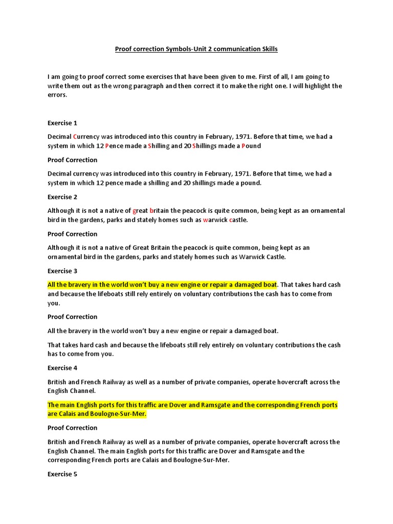Proof Correction Symbols | Download Free PDF | Pound Sterling