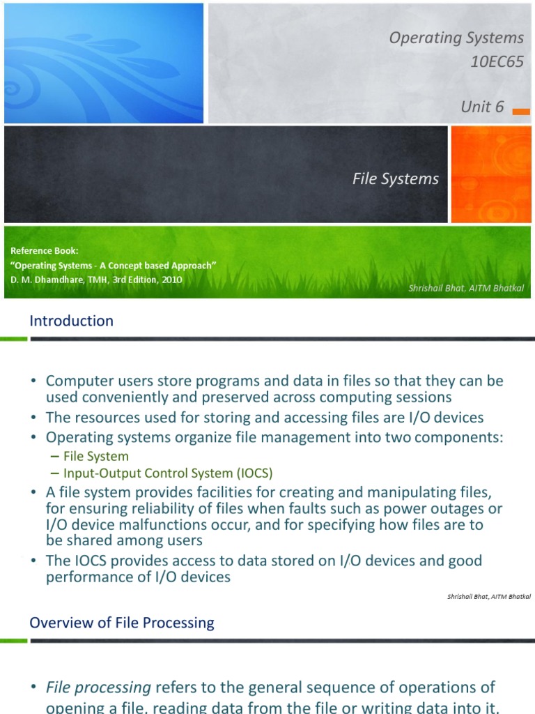 10EC65 Operating Systems - File Systems | PDF | File System | Input/Output