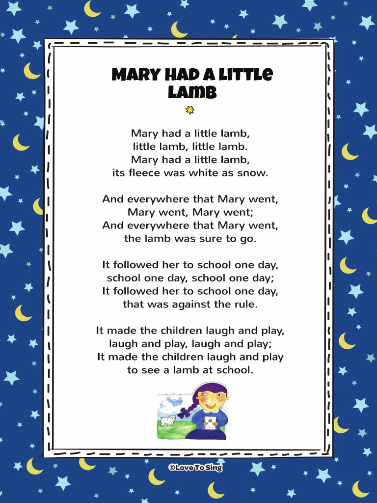 Mary Had a Little Lamb Poem | PDF