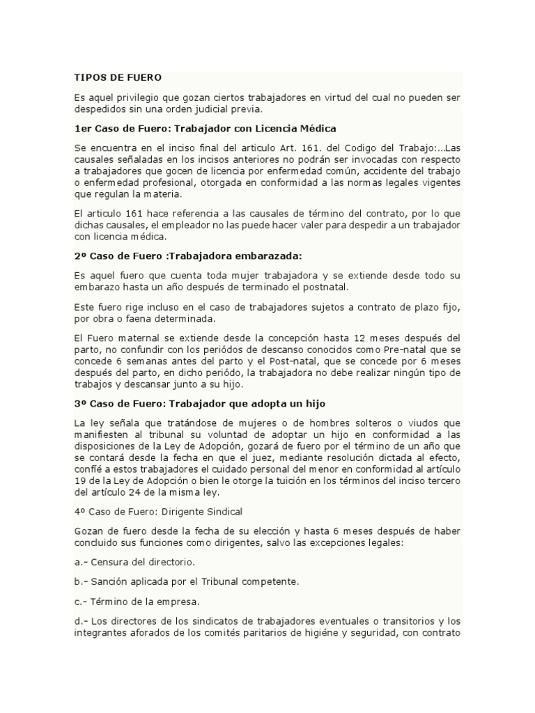 Tipos de Fuero | PDF | Adopción | Derecho laboral