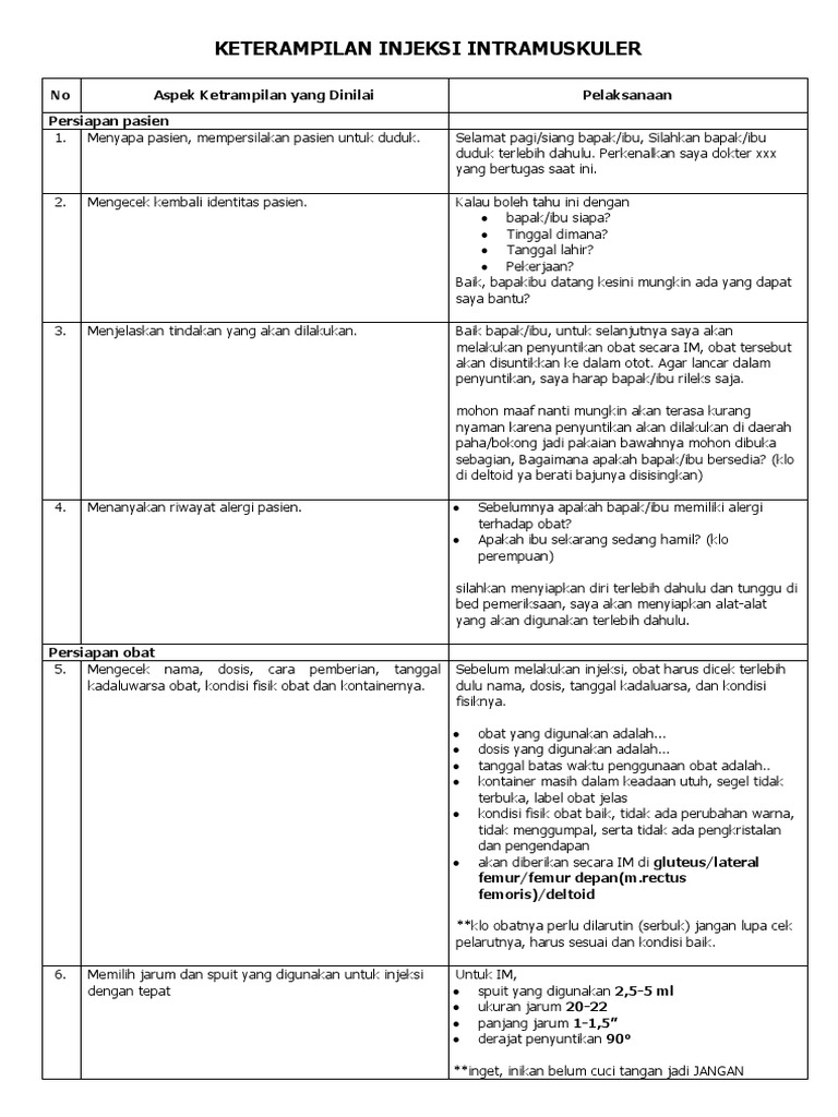 Panduan Injeksi Intramuskuler | PDF