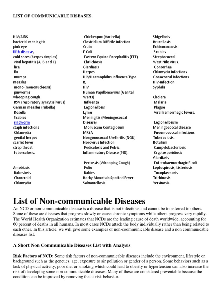Communicable and Non-Communicable Diseases | PDF | Diabetes Mellitus ...