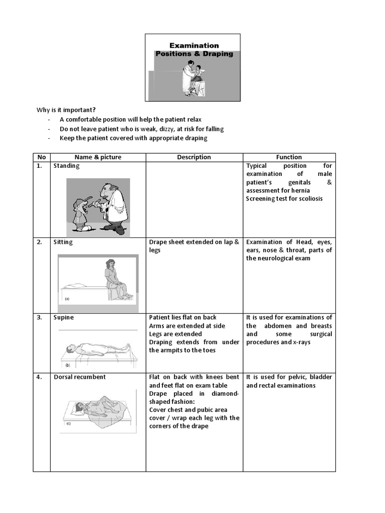 Exam Position | PDF | Human Anatomy | Medicine