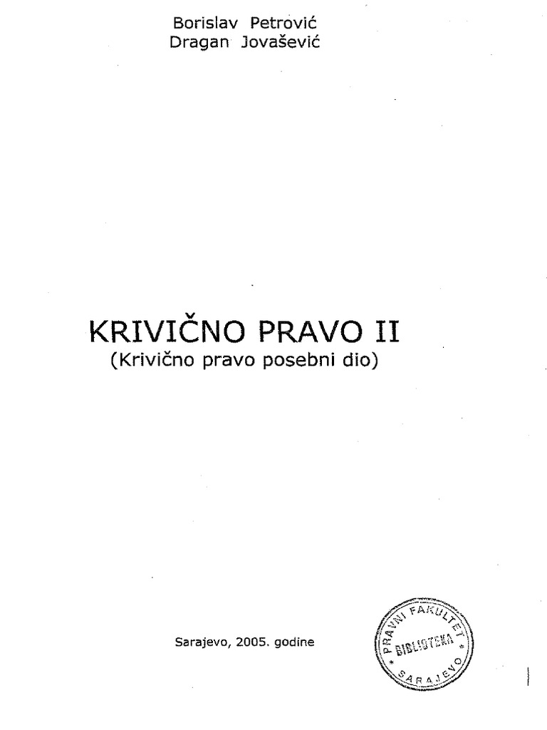 Krivicno Pravo Posebni Dio Petrovic PDF | PDF