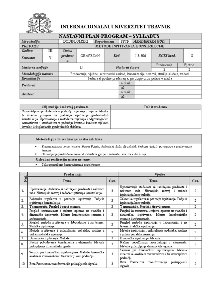 Metode Ispitivanja Konstrukcije 1 | PDF