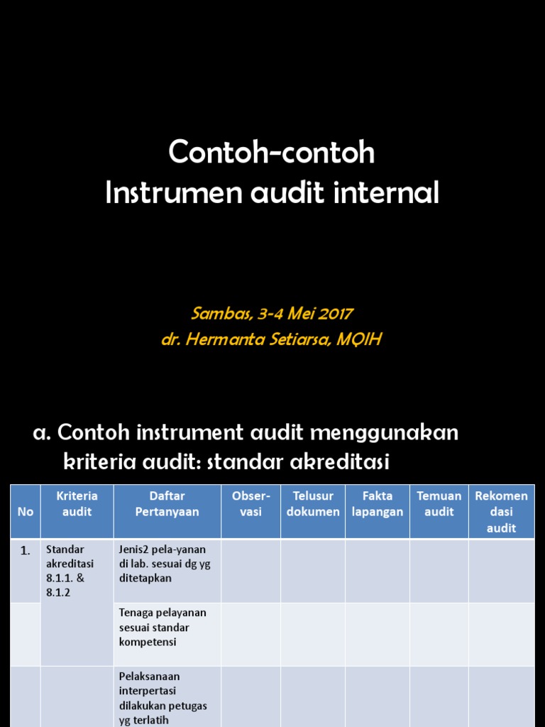 Contoh Instrumen Audit Internal Kesehatan | PDF | Teknologi & Rekayasa