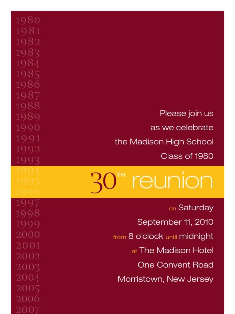 30th Reunion Invite | PDF | Leisure
