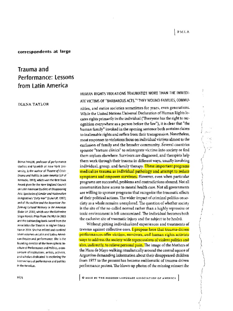 Trauma-Driven Performance in Latin America | PDF | Psychological Trauma ...