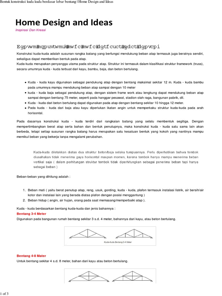 Bentuk Konstruksi Kuda Kuda Berdasar Lebar Bentang - Home Design and ...