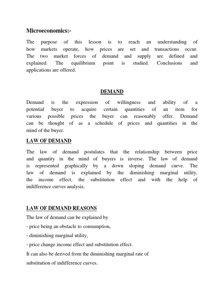 Microeconomics:-: Demand | PDF | Supply And Demand | Demand