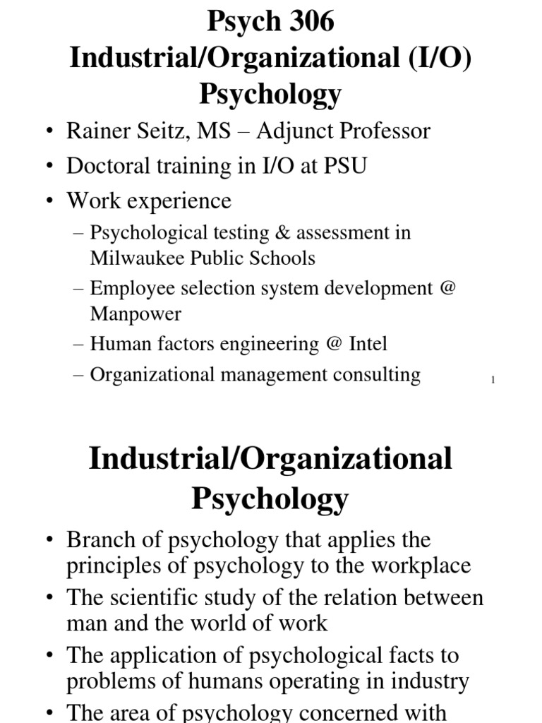 Overview of Industrial/Organizational Psychology | PDF | Industrial And ...