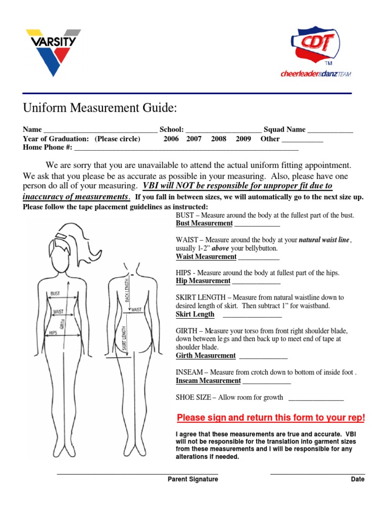 Uniform Measurement Guide | PDF | Waist | Human Body