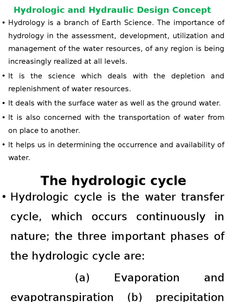 Hydrologic and Hydraulic Design Concept | PDF | Flood | Hydrology