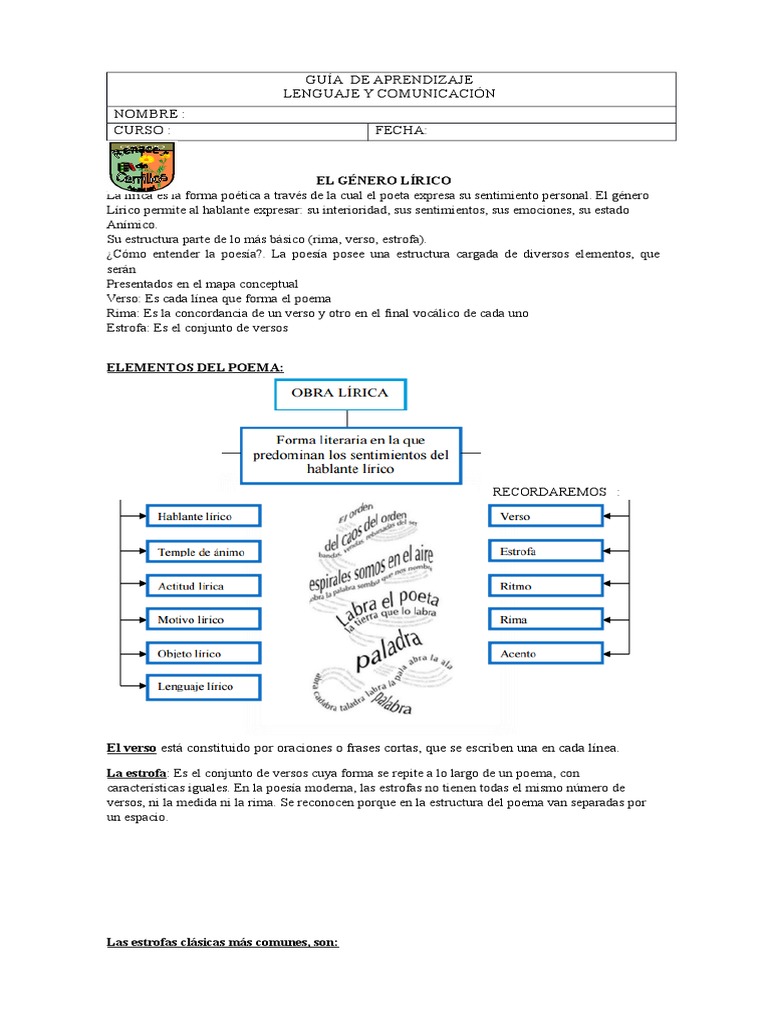 GUIA 5°Y 6° BASICO .GENERO LIRICO | Rima | Poesía