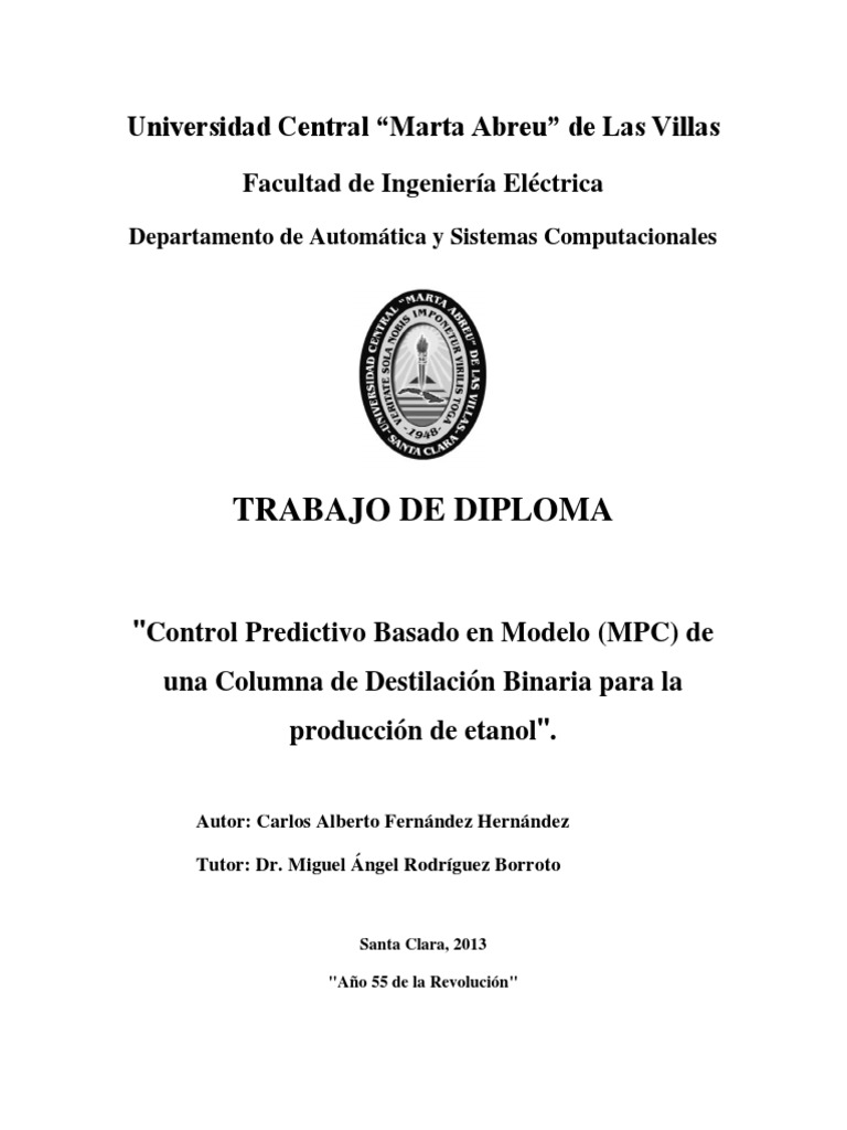 Control Predictivo Basado en Modelo (MPC) de Una Columna de Destilación ...